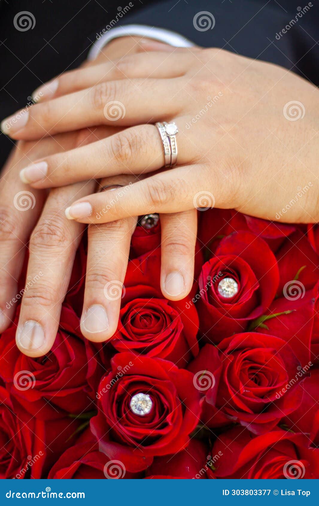 Newly Married Couple with Roses Stock Image - Image of promise, bouquet ...