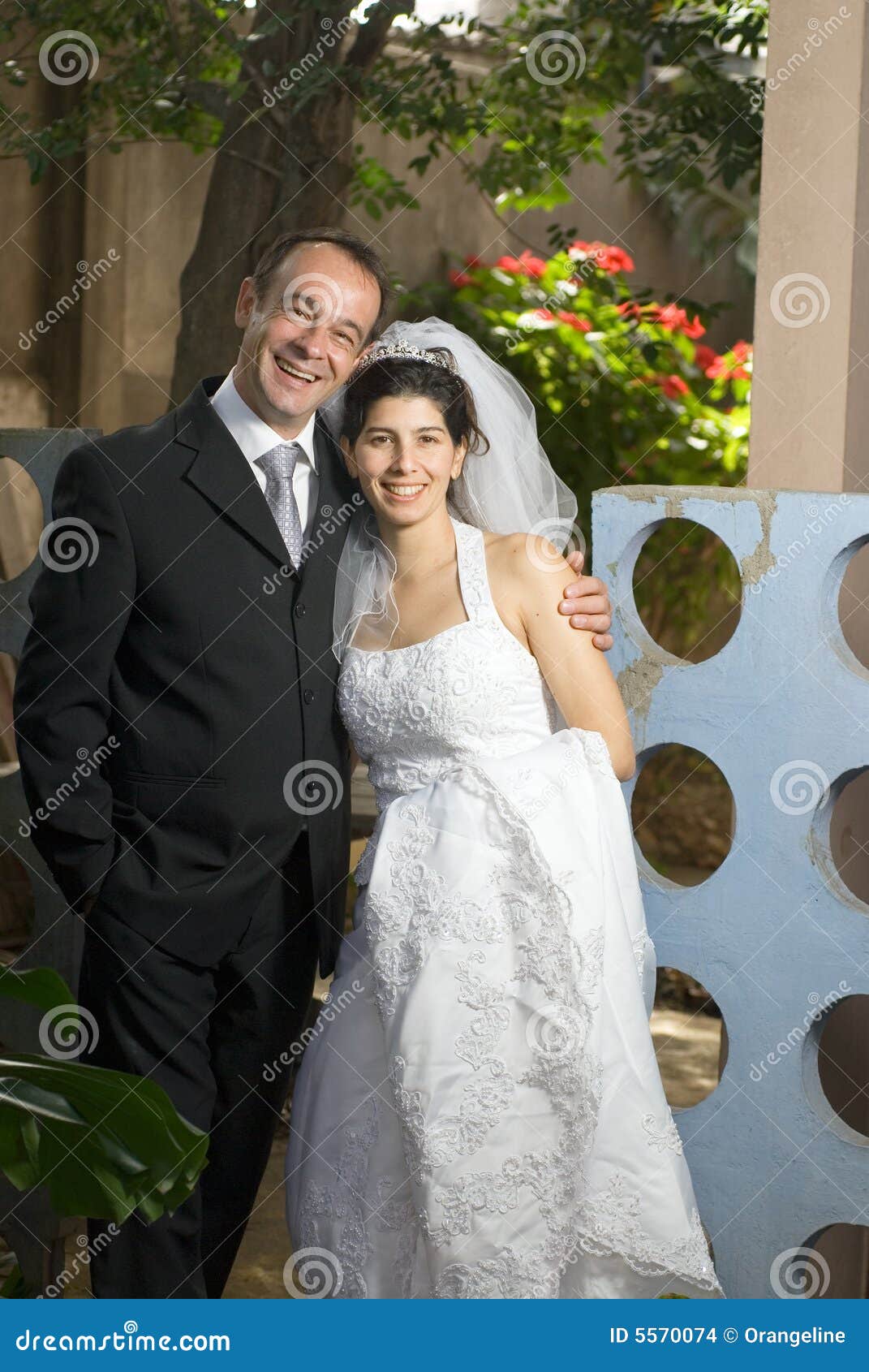 Newly Married Couple Smiling - Vertical Stock Photo - Image of outside ...