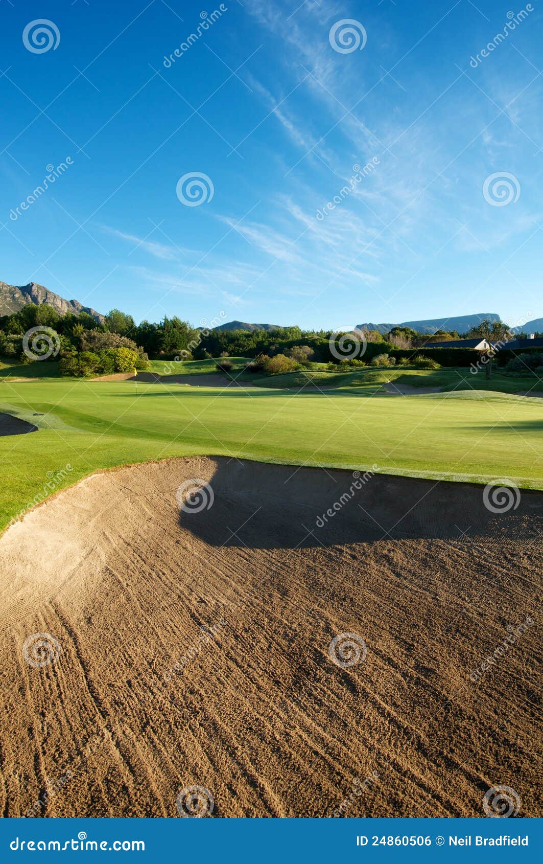 Newly raked golf Bunker stock photo. Image of cape, steenberg - 24860506