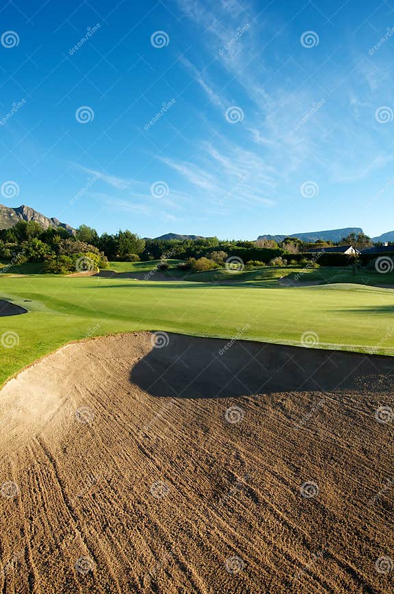 Newly raked golf Bunker stock photo. Image of cape, steenberg - 24860506