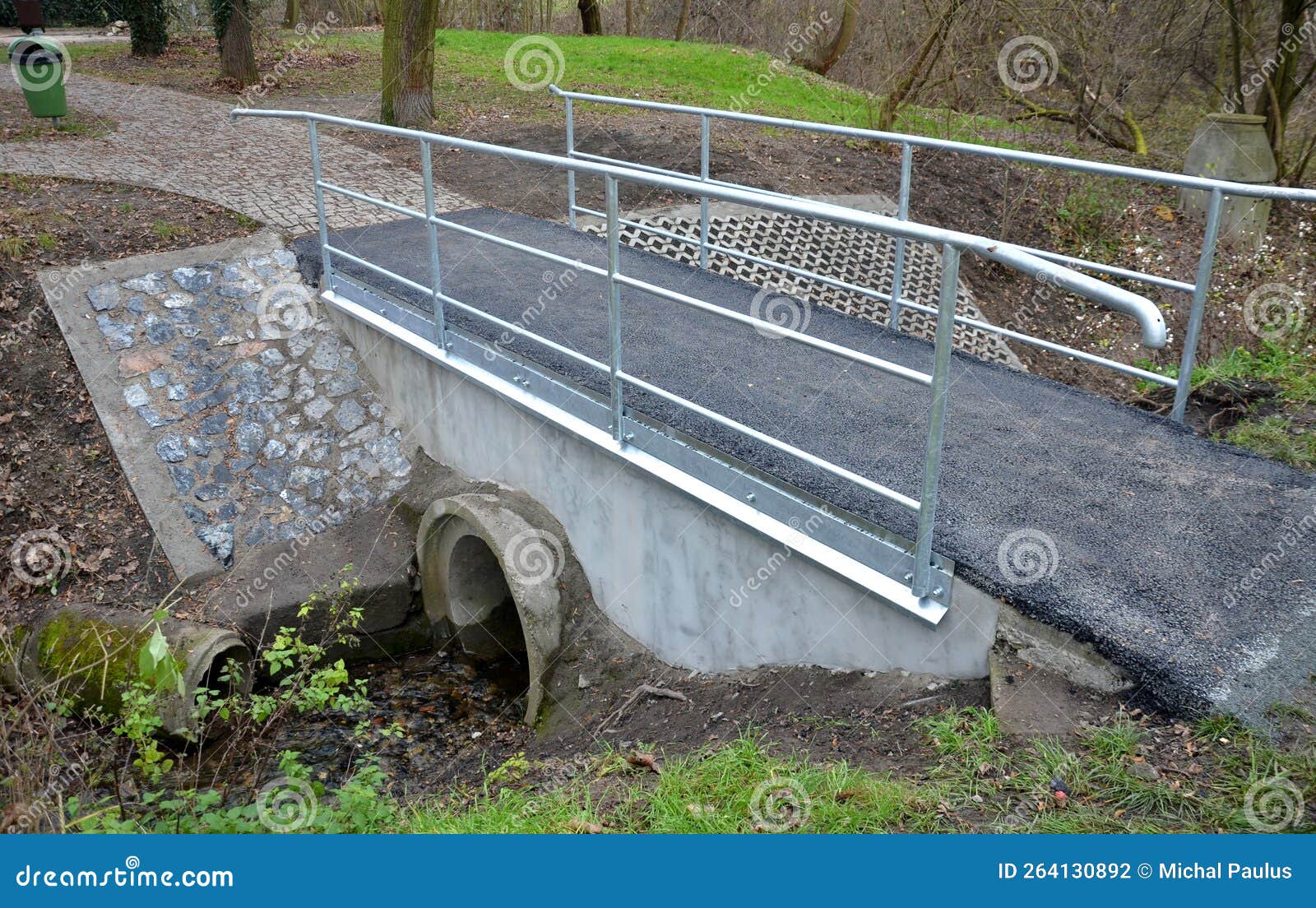 A Stream In A Concrete Ditch Or Rainwater Channel In Winter In Forest ...