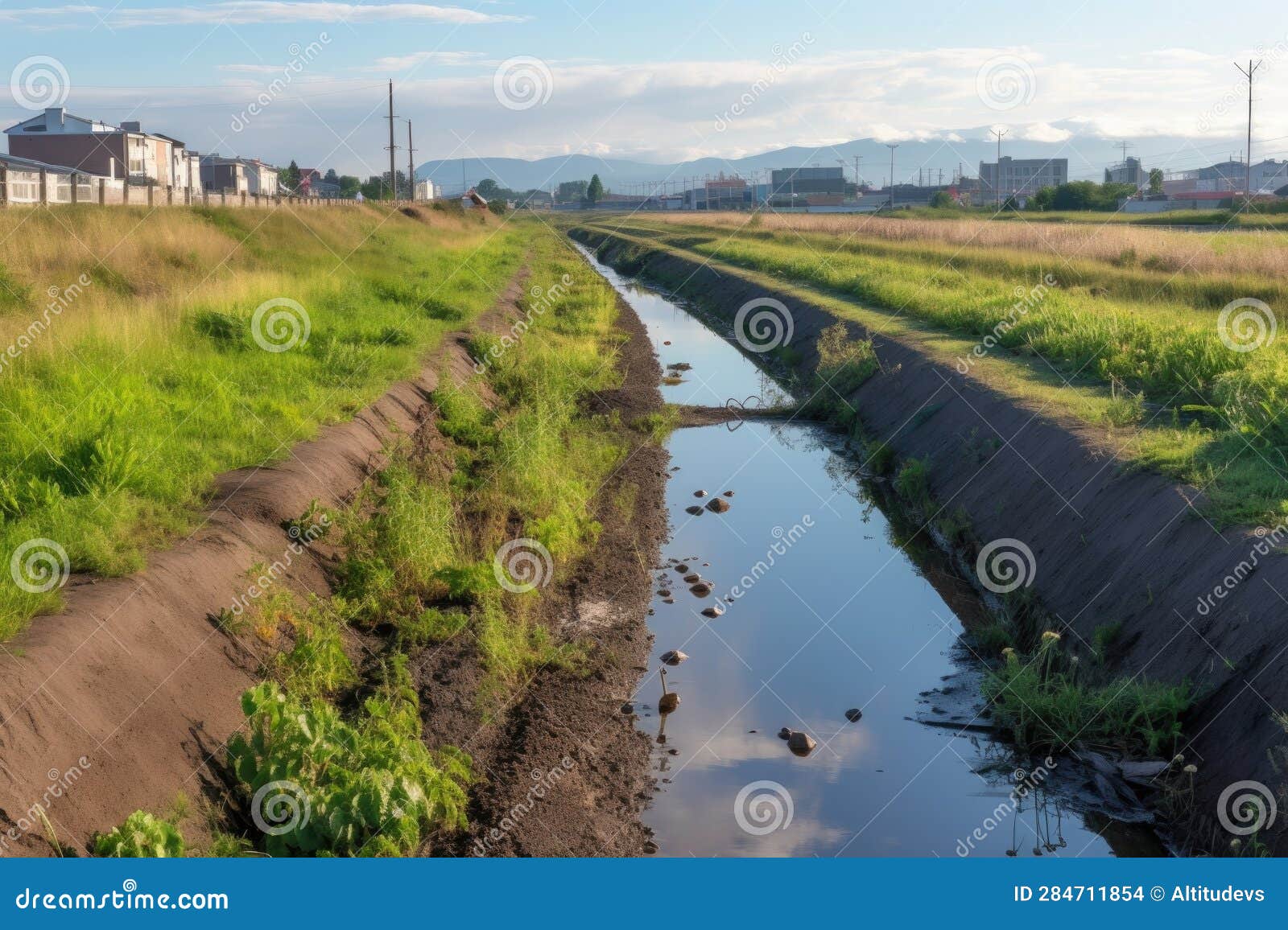 Newly Repaired Levee Segment with Fresh Soil Stock Photo - Image of ...