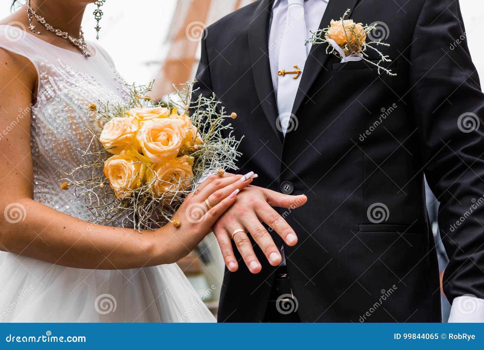 Newly Wed Couple`s Hands with Wedding Rings Stock Image - Image of ...