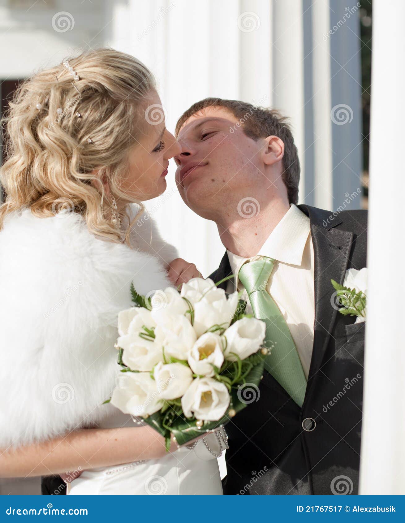 Newly Wedded among the Columns Stock Image - Image of amour, european ...