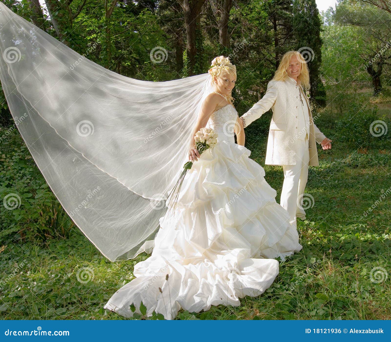 Newly Wedded Couple in the Park Stock Photo - Image of love, emotional ...