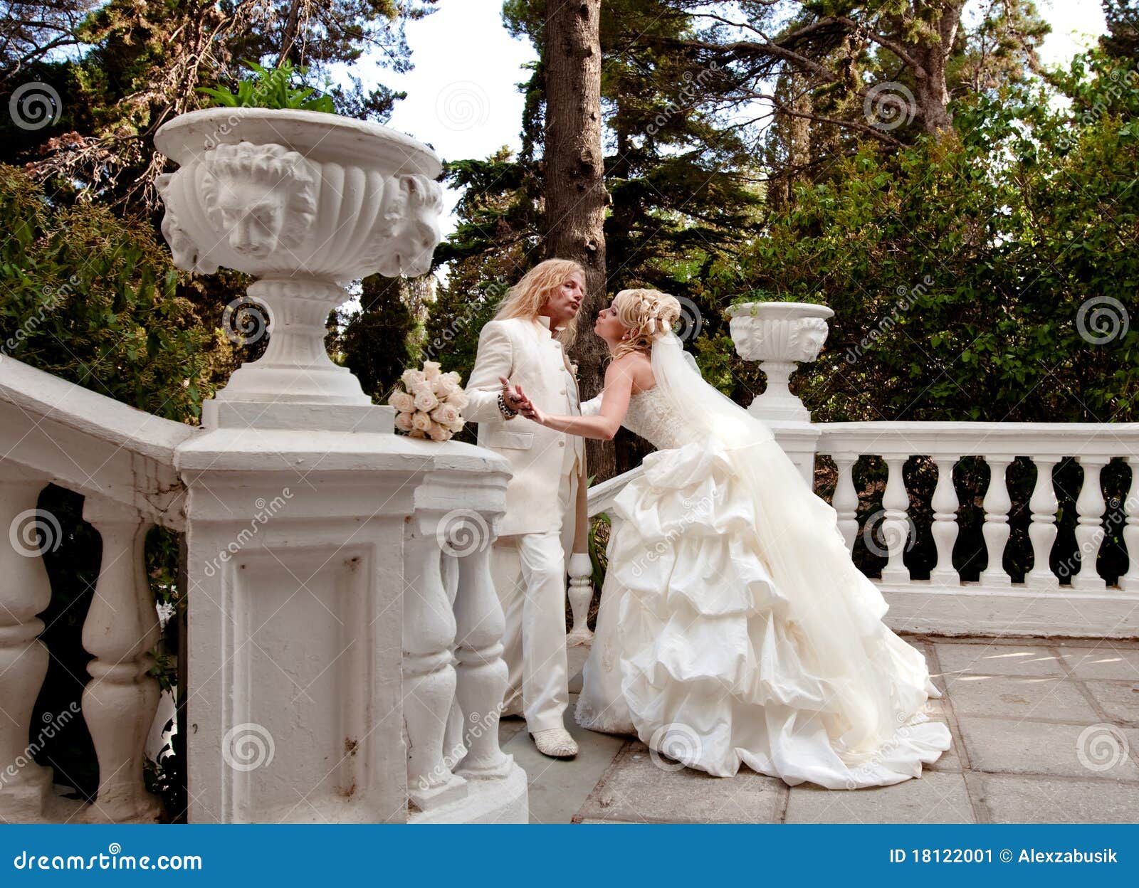 Newly Wedded Couple in the Park Stock Image - Image of celebration ...
