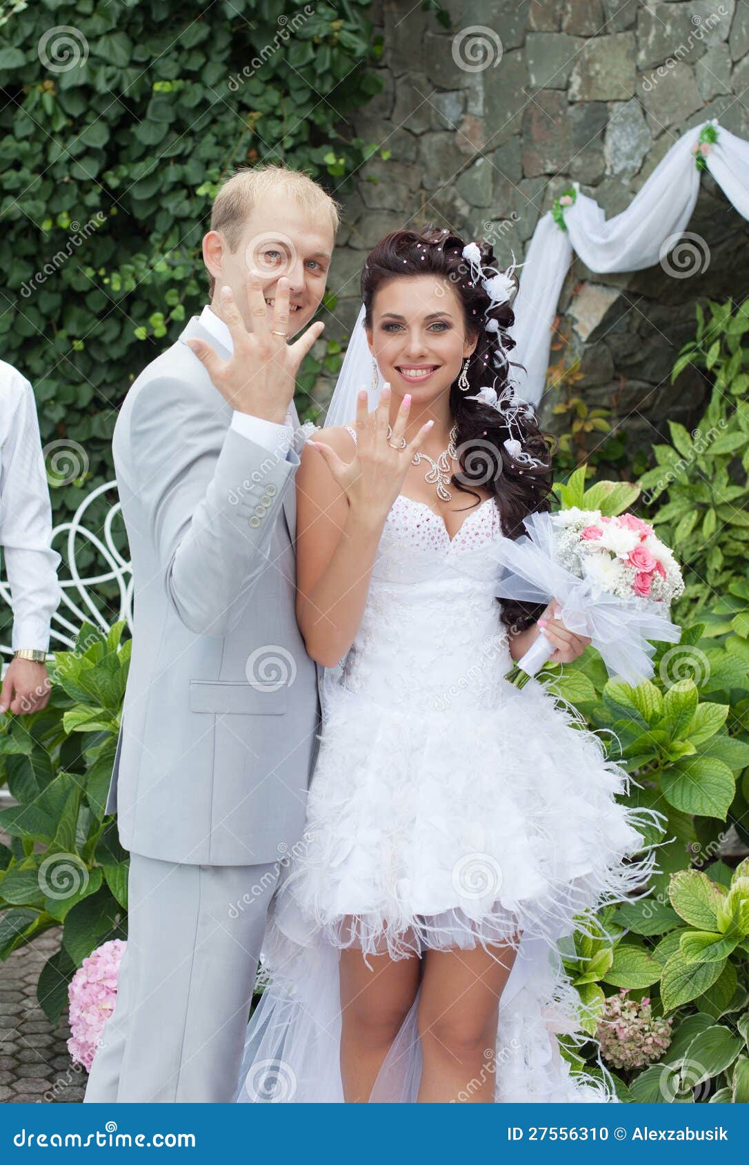 Newly Wedded Couple in the Park Stock Photo - Image of girl ...