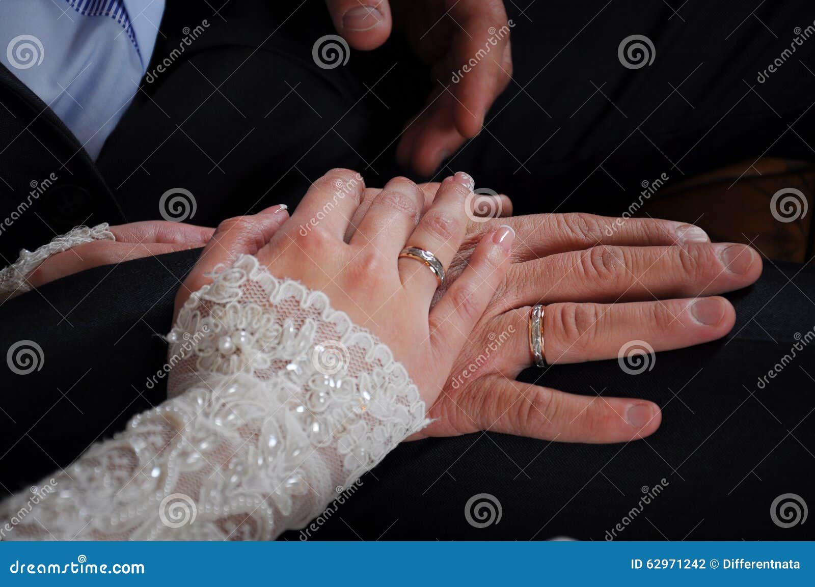 Newly Weds Holding Hands Together Stock Photo - Image of objects, lace ...