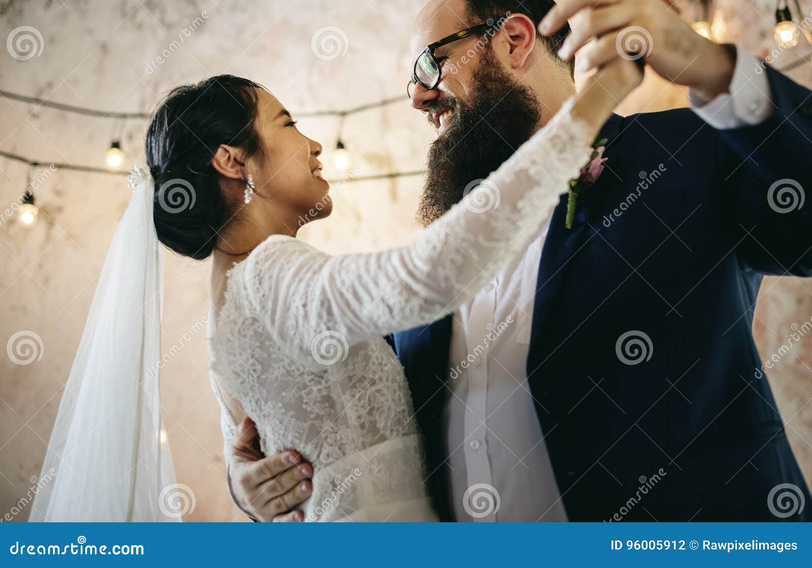 Newlywed Couple Dancing Wedding Celebration Stock Photo - Image of ...