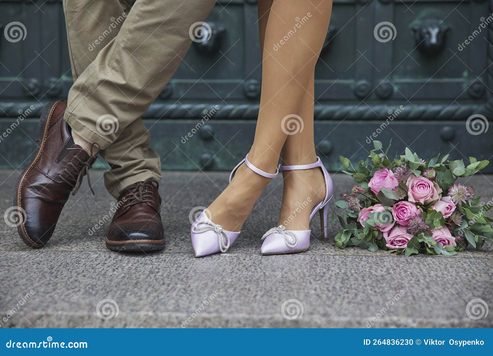 Newlyweds Legs that Standing the Same. Wedding Stock Photo - Image of ...