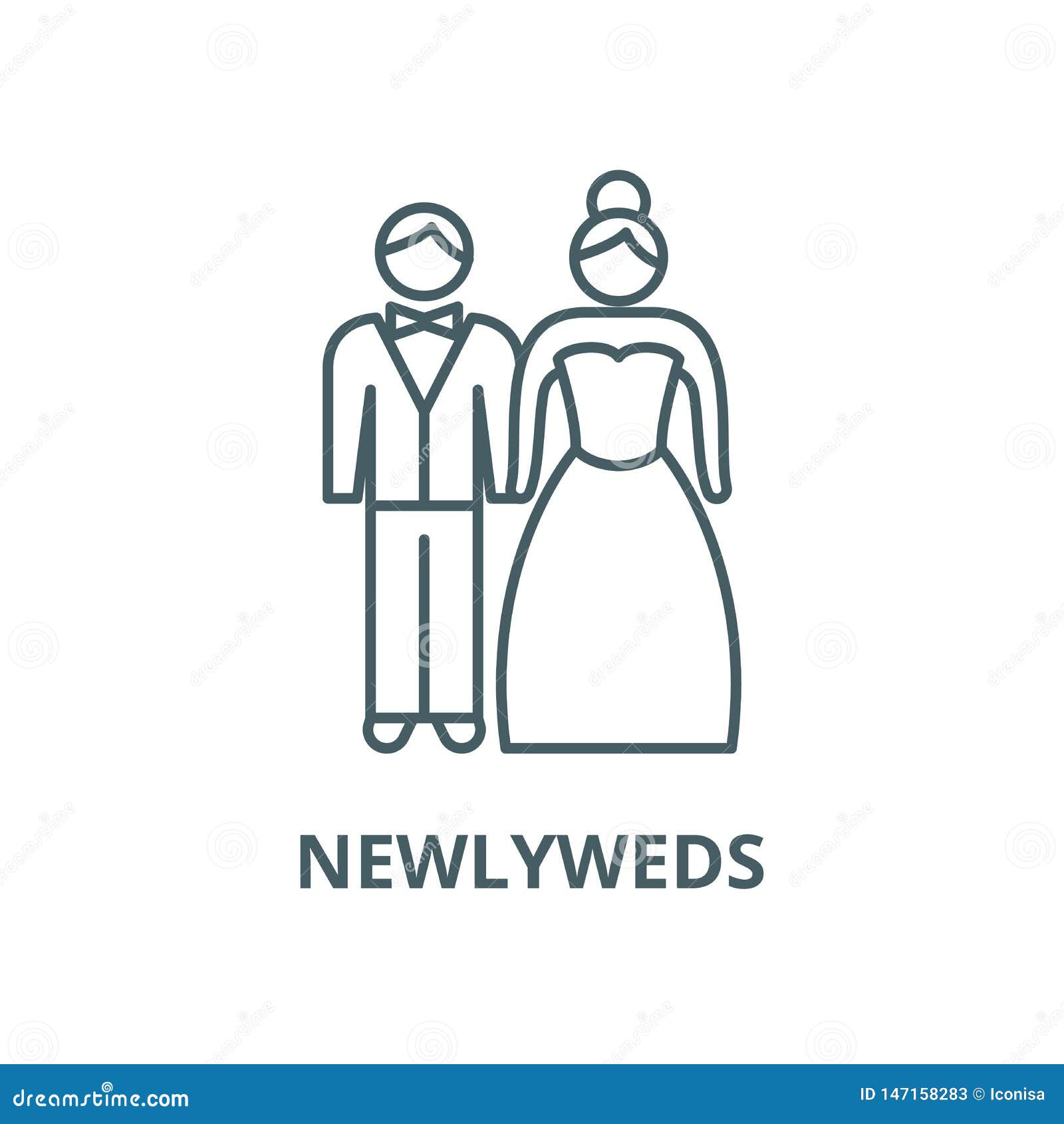 Newlyweds Vector Line Icon, Linear Concept, Outline Sign, Symbol Stock ...