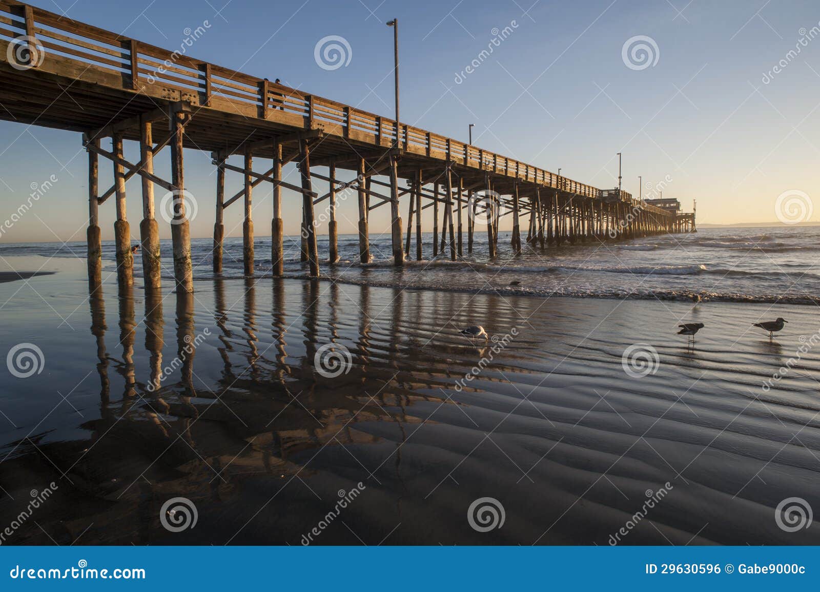 Newport Beach Pier Reflection Stock Photo - Image of angeles, county ...