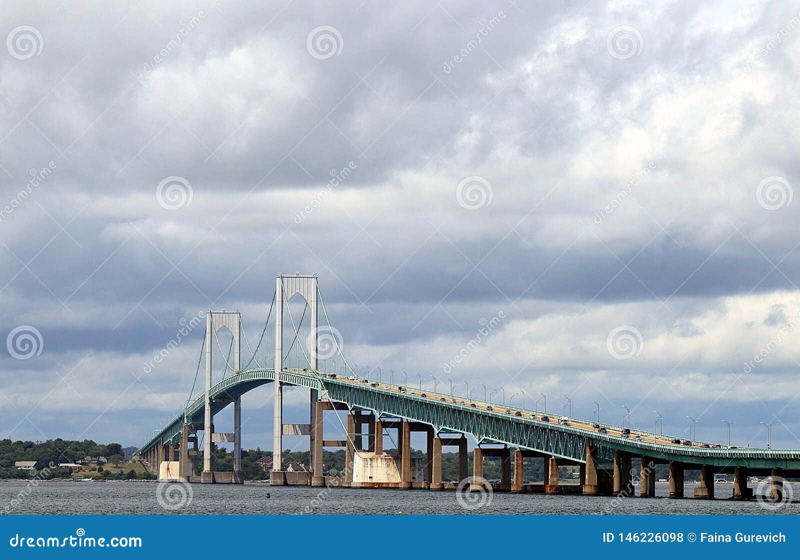 Newport Bridge from Fort Adams State Park Stock Photo - Image of ...
