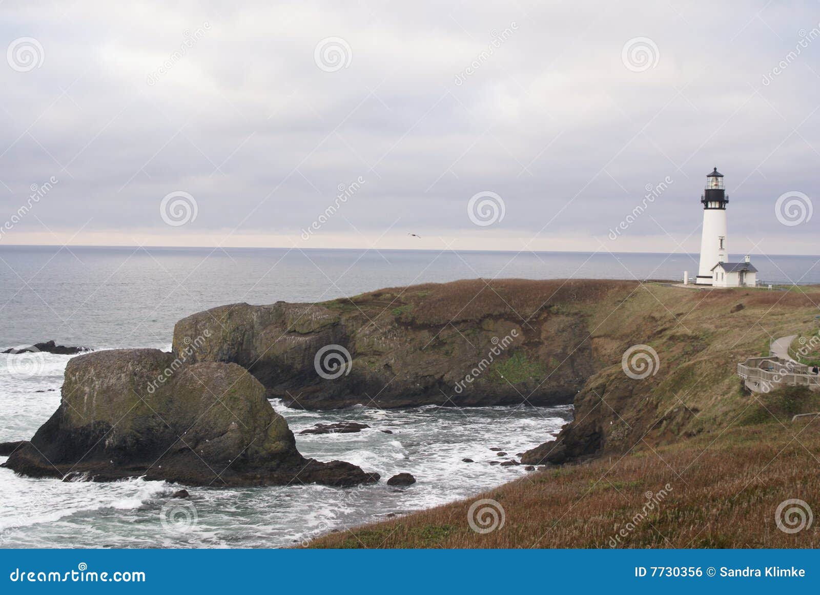 Newport Oregon Yaquina Head Lighthouse Stock Photo - Image of cliff ...