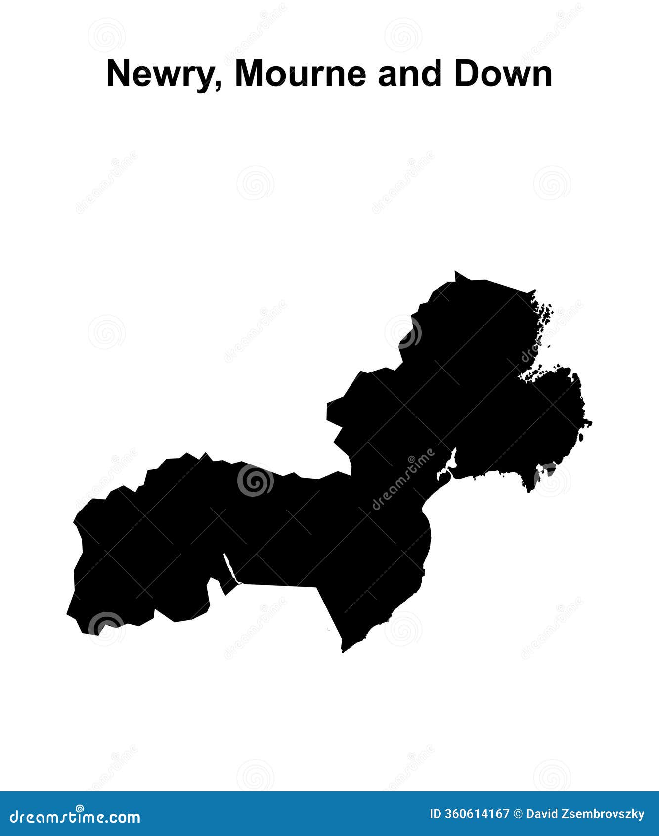 Newry, Mourne and Down Outline Map Stock Illustration - Illustration of ...