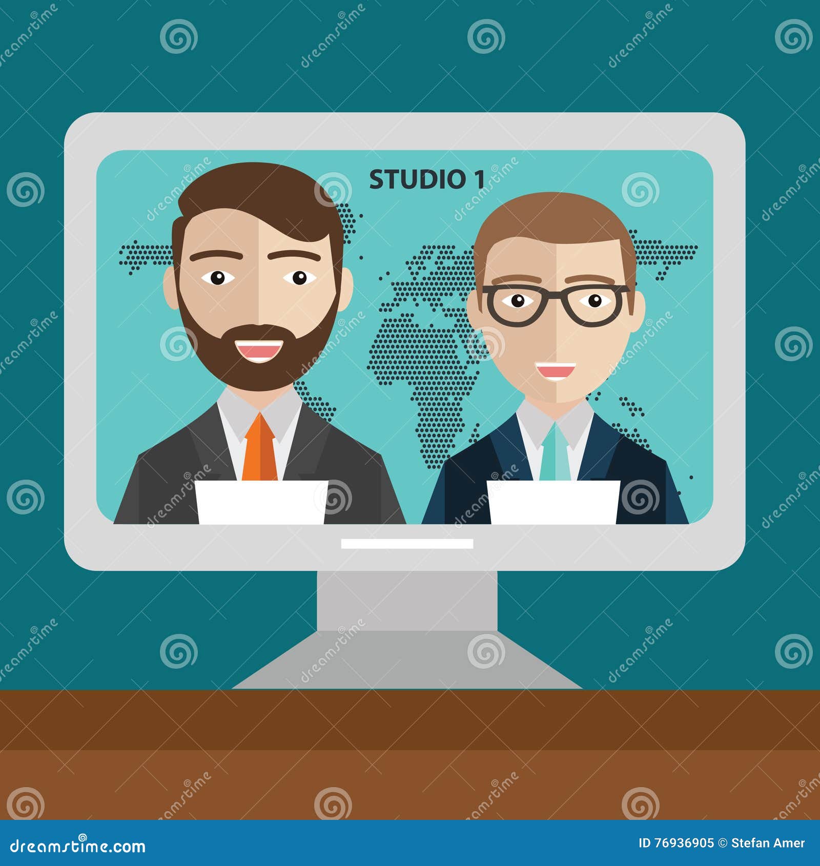News Anchor Men Headline Tv Stock Vector - Illustration of isolated ...