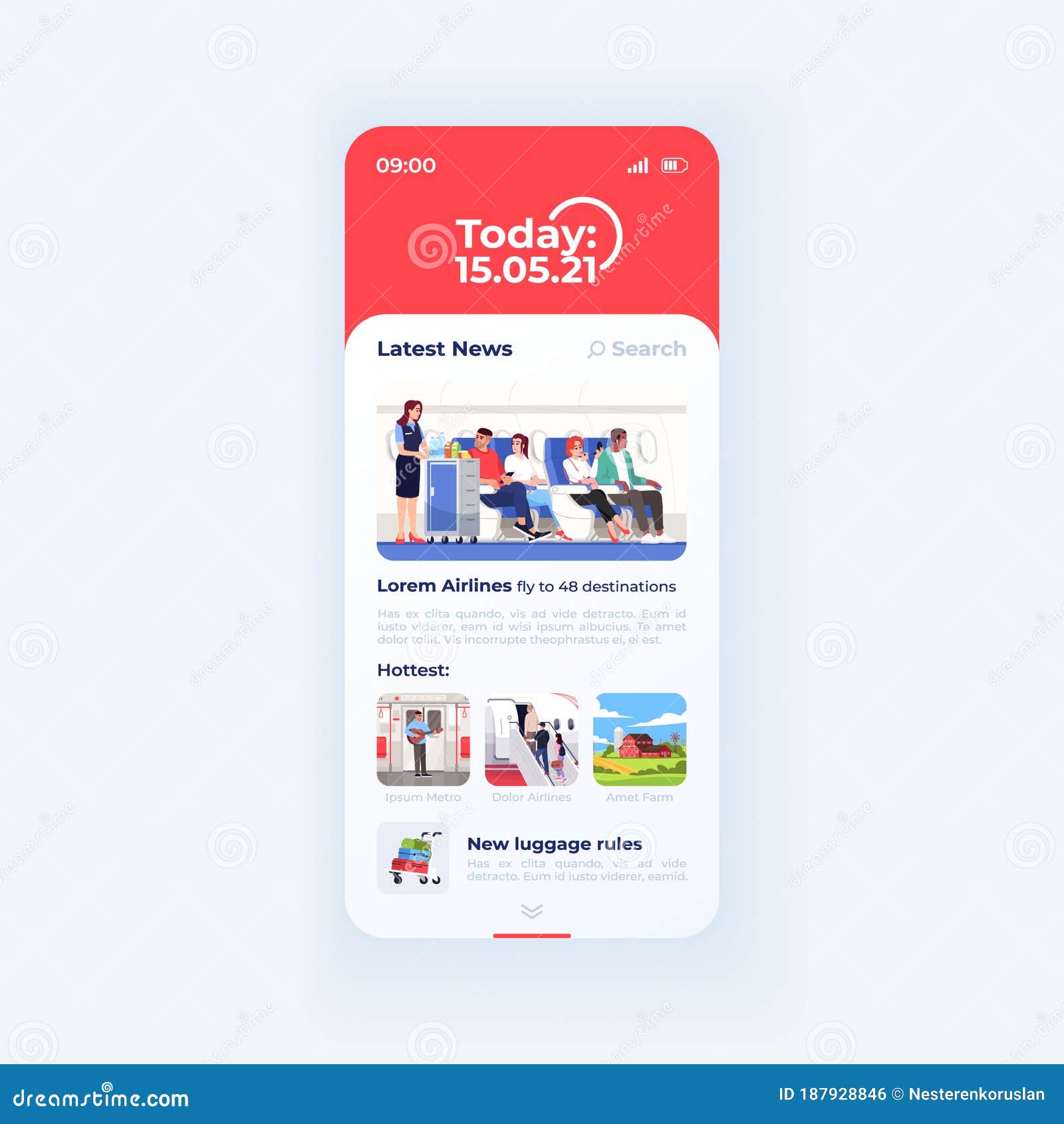 Daily News App Smartphone Interface Vector Template Stock Vector ...