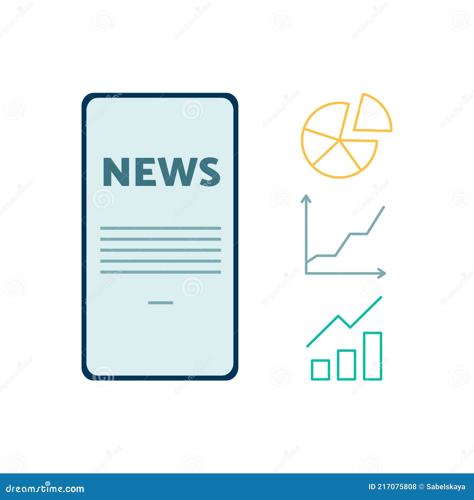 News Application on Mobile Phone Screen, Flat Vector Illustration ...