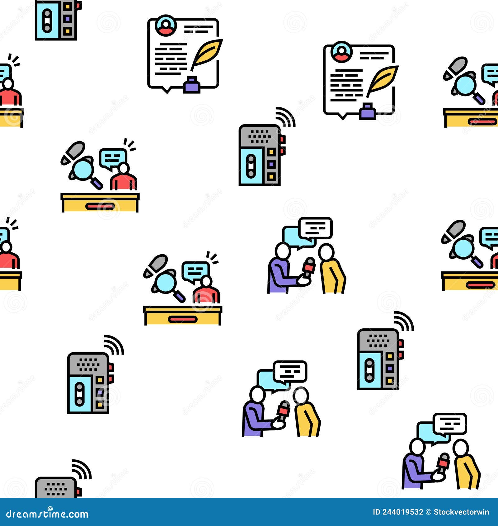 News Broadcasting Vector Seamless Pattern Stock Vector - Illustration ...