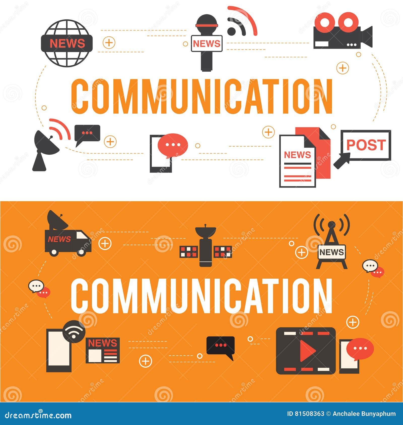 News Communication Icons Set Stock Illustration - Illustration of icon ...