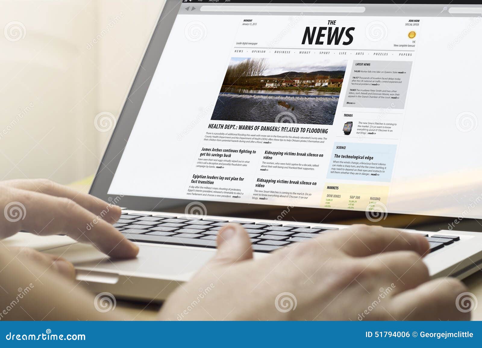 News on a computer stock illustration. Illustration of people - 51794006