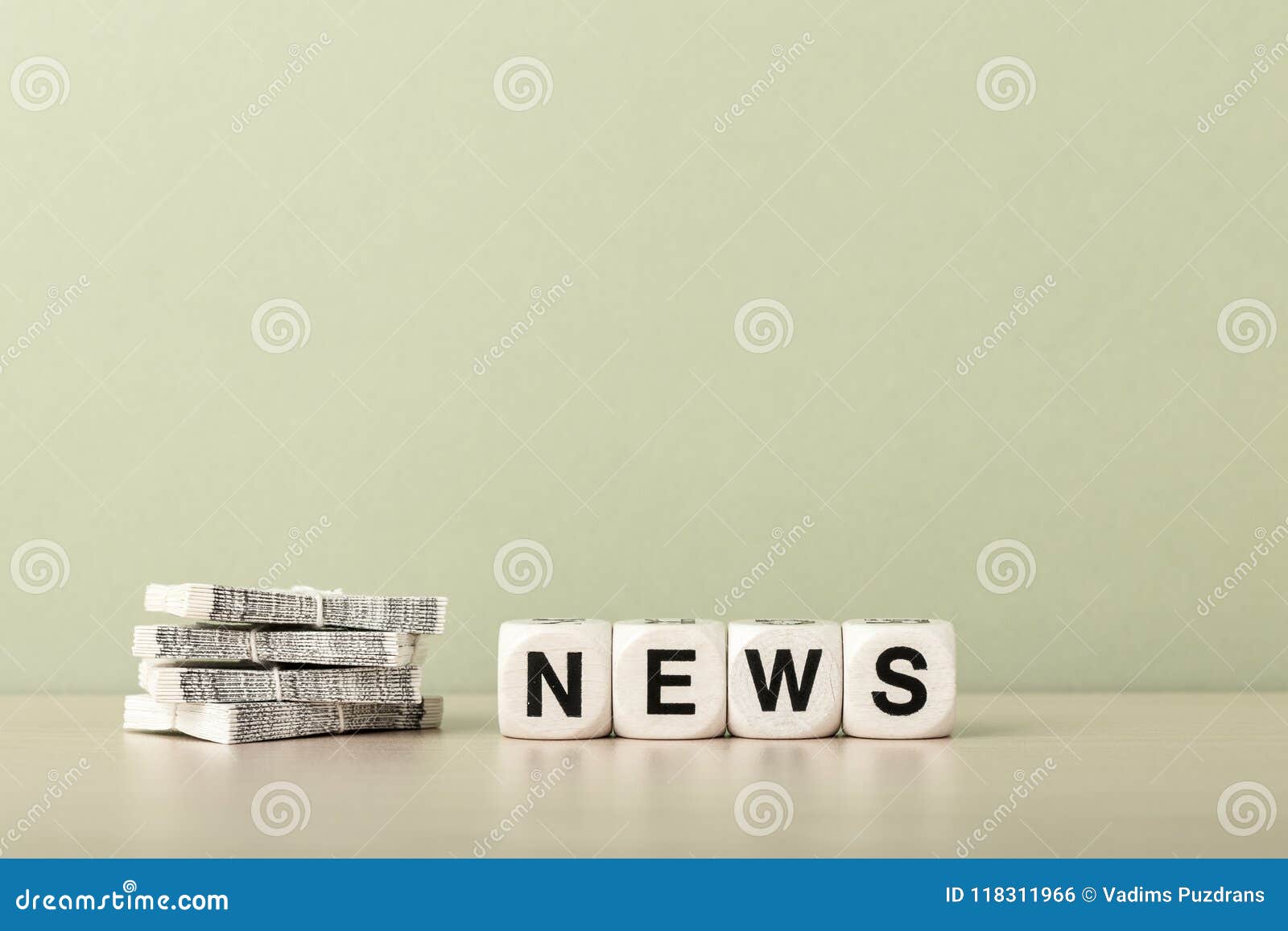 News Concept with Newspapers and Cubes-letters Stock Photo - Image of ...