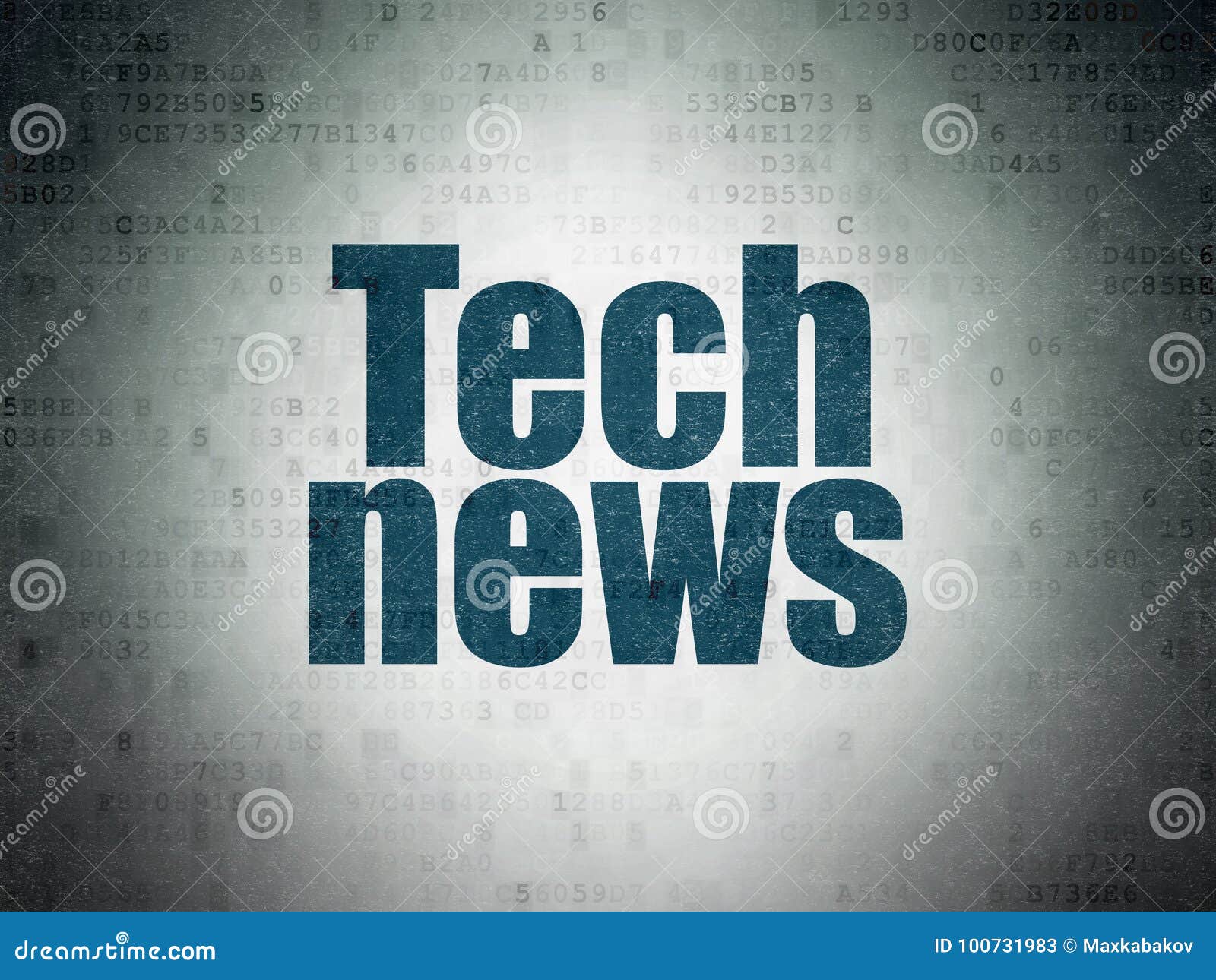 News Concept: Tech News on Digital Data Paper Background Stock ...