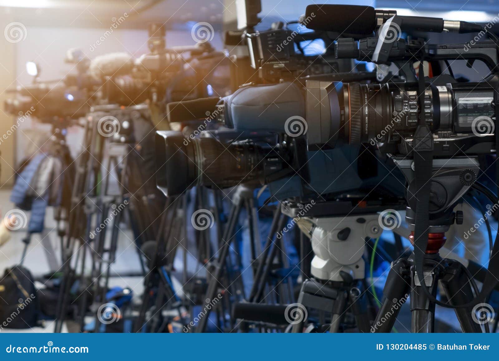 News Conference. Filming an Event with a Video Camera Stock Image ...