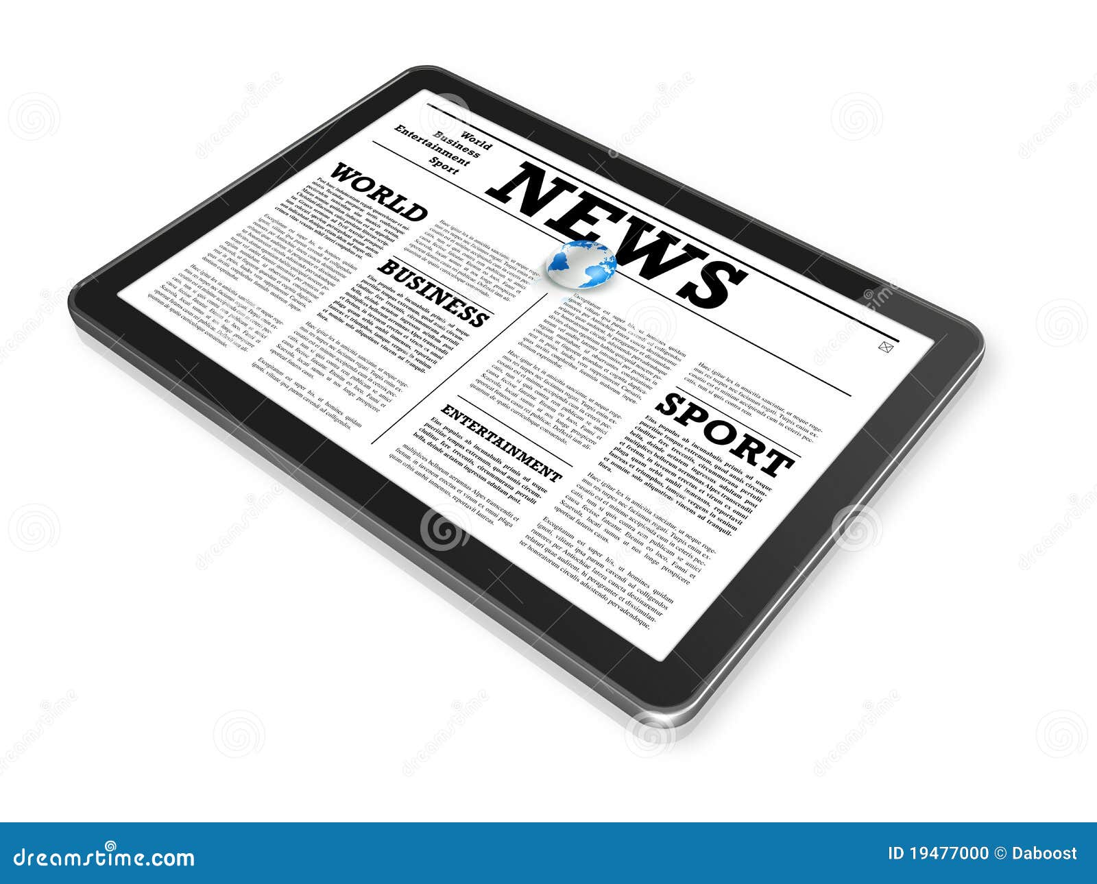 News on a Digital Tablet Pc Computer Stock Illustration - Illustration ...