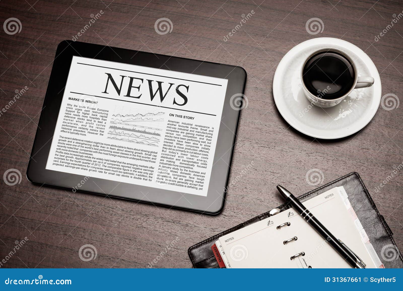 News on digital tablet. stock image. Image of newspaper - 31367661