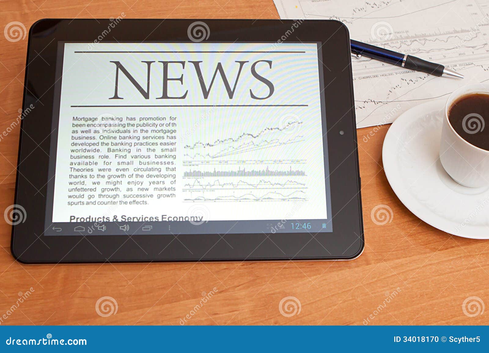 News on digital tablet. stock photo. Image of global - 34018170