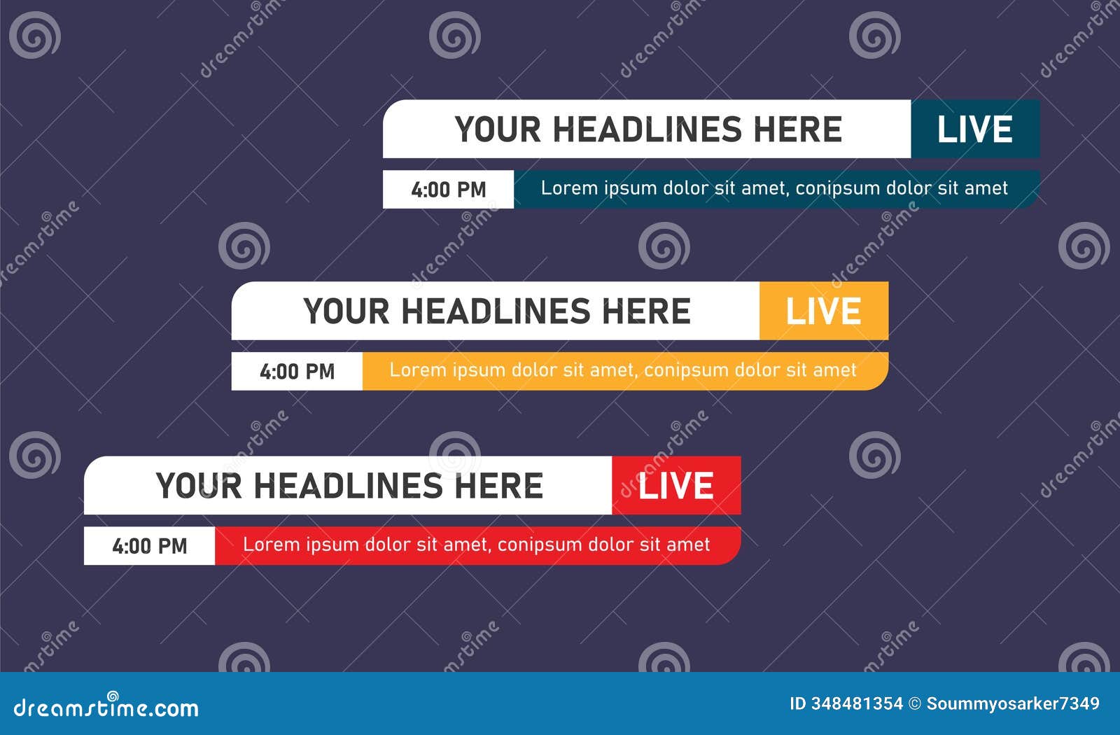 News Headline Lower Third with Different Colour Stock Vector ...