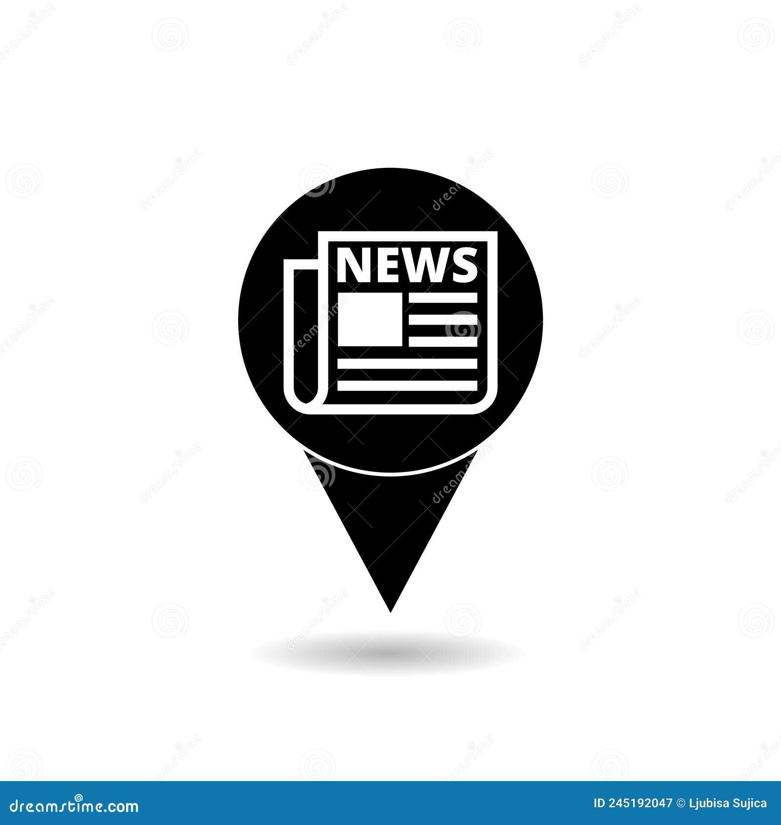 News Icon Map Pin with Shadow Stock Vector - Illustration of business ...