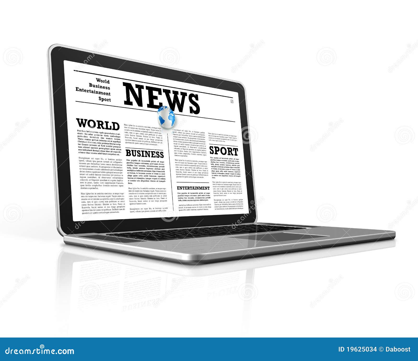 News on a Laptop Computer Isolated on White Stock Illustration ...