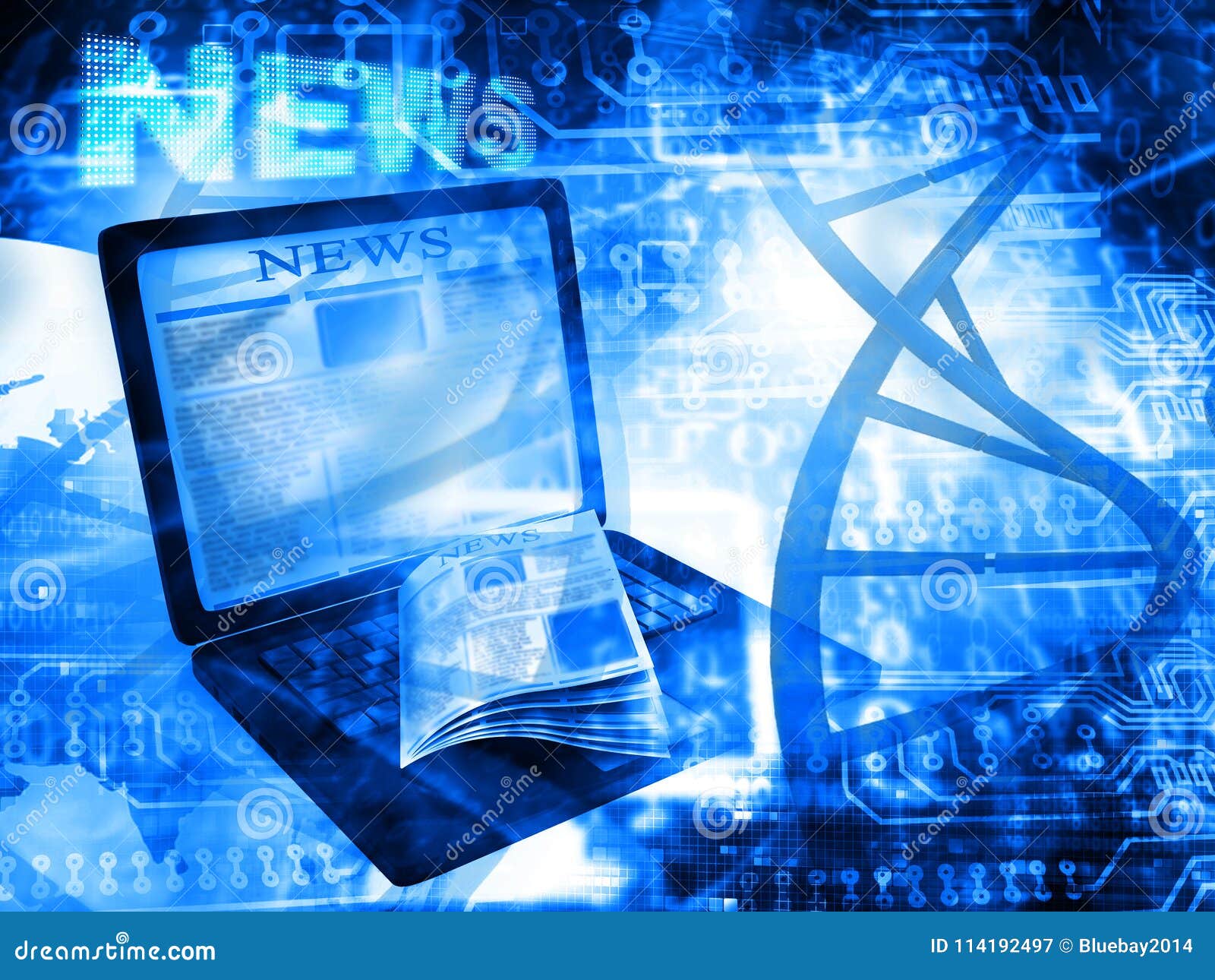 News on laptop computer stock illustration. Illustration of science ...