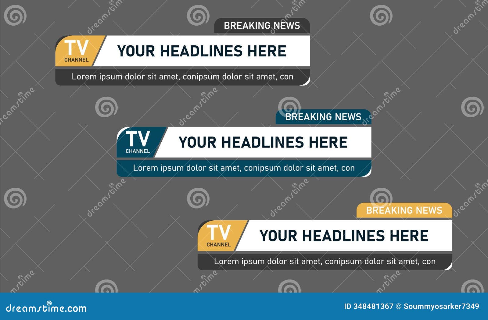 News Lower Thirds Brush Pack Vector Illustration | CartoonDealer.com ...