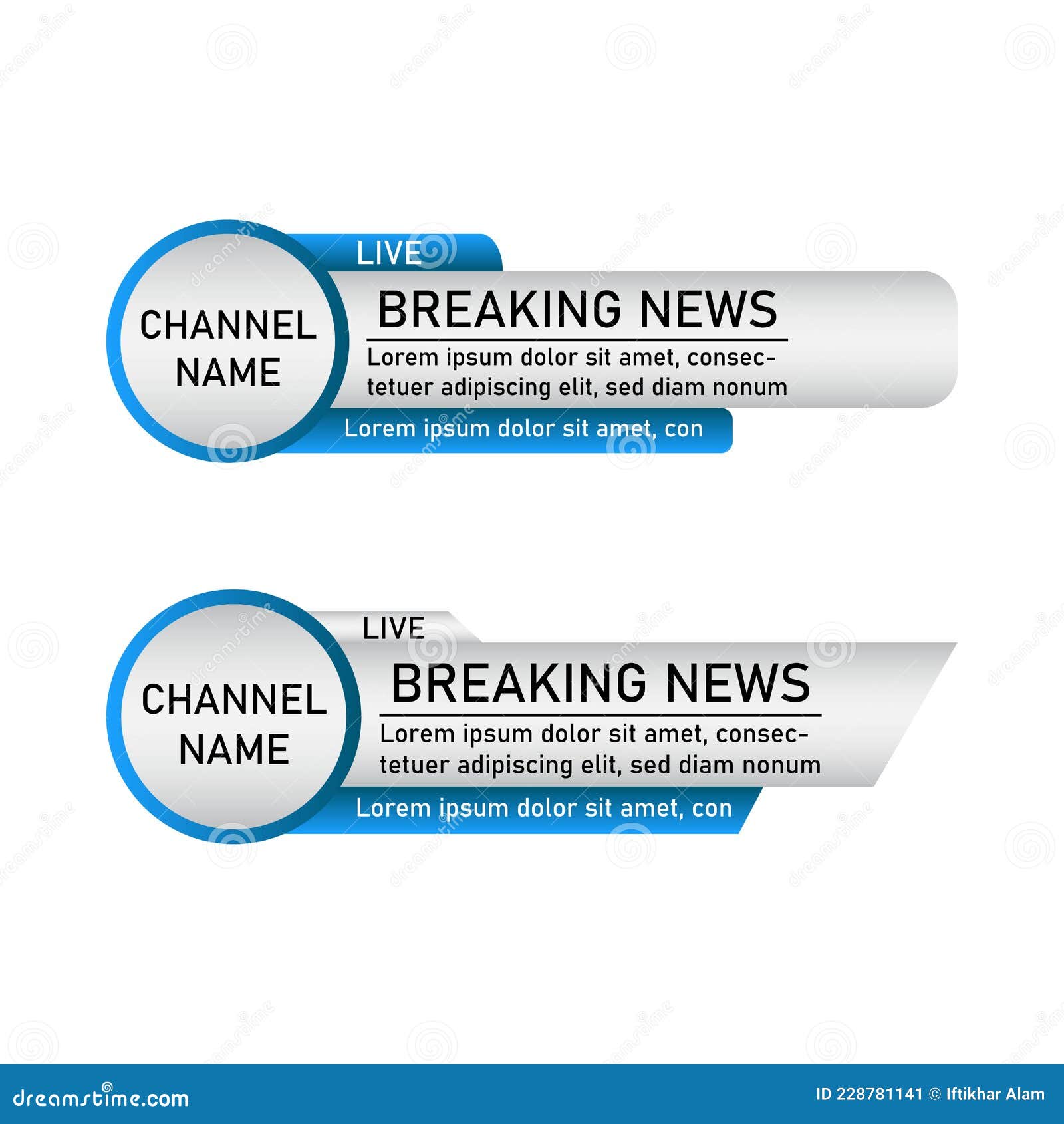 News Lower Third Design for Television Channels. the Metallic Color ...