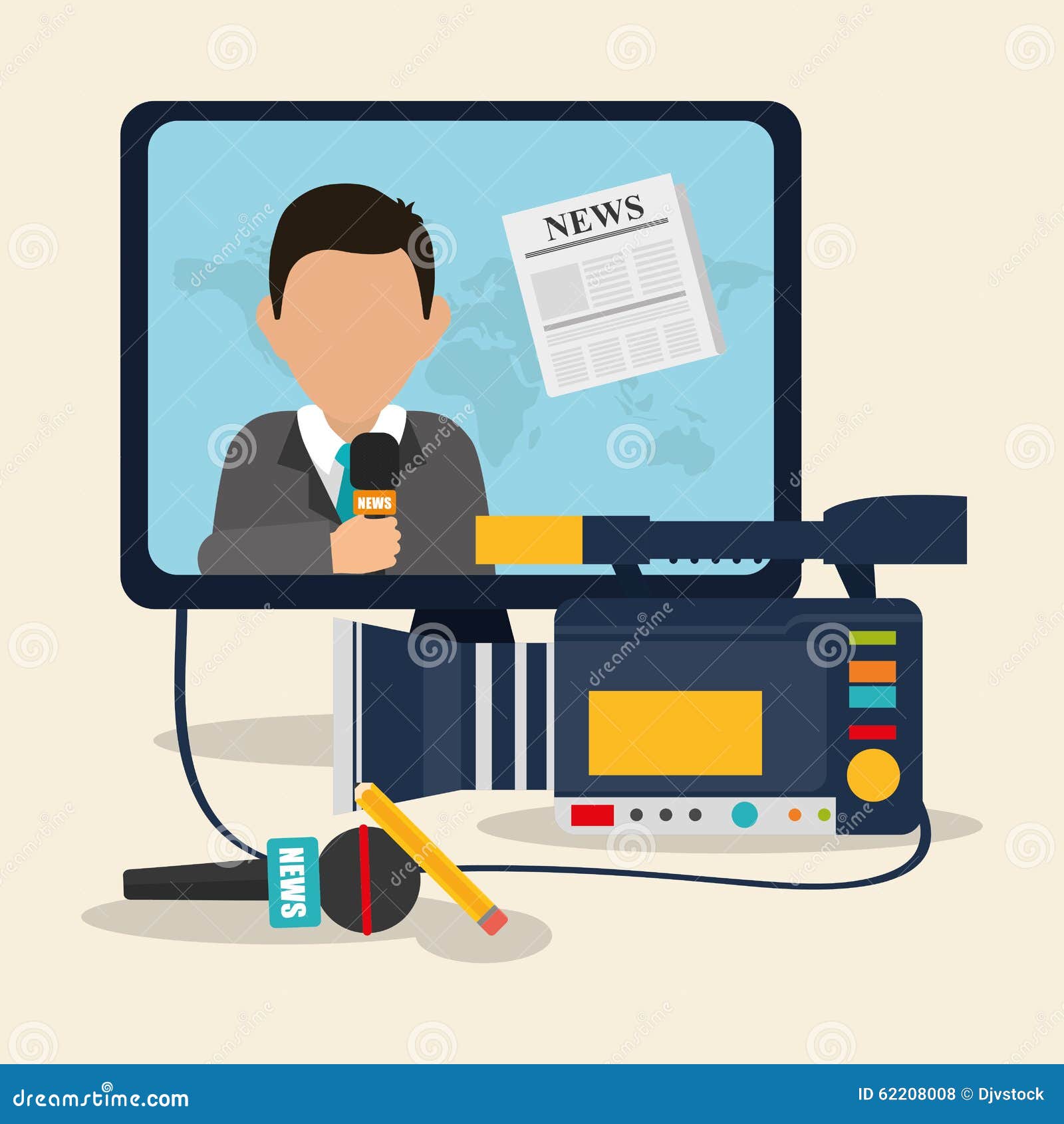 News Media and Broadcasting Stock Vector - Illustration of news, report ...