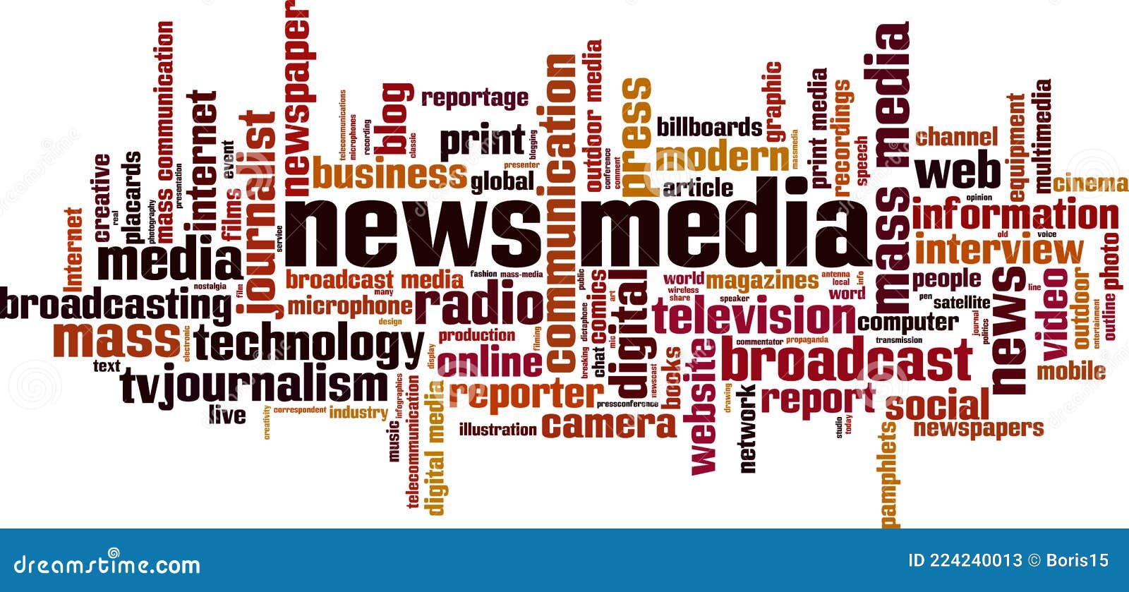 News media word cloud stock vector. Illustration of radio - 224240013