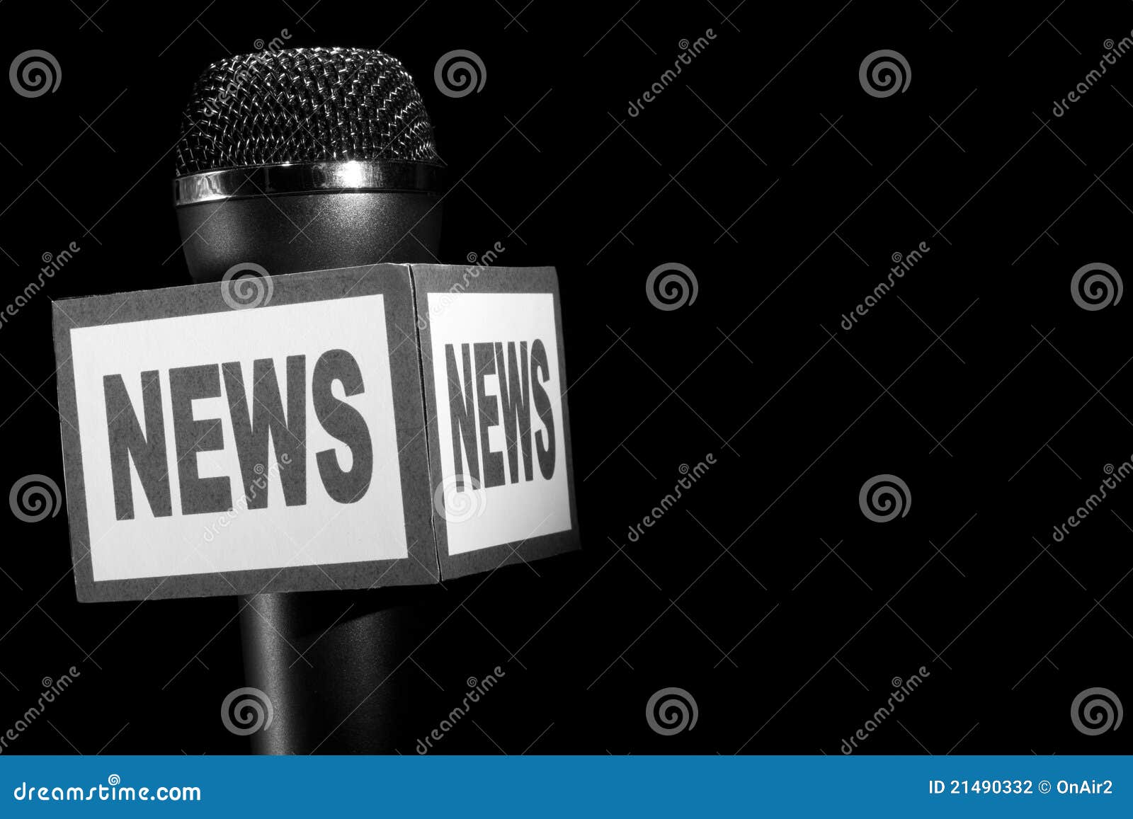News Microphone with Large Black Copy Space Stock Photo - Image of ...