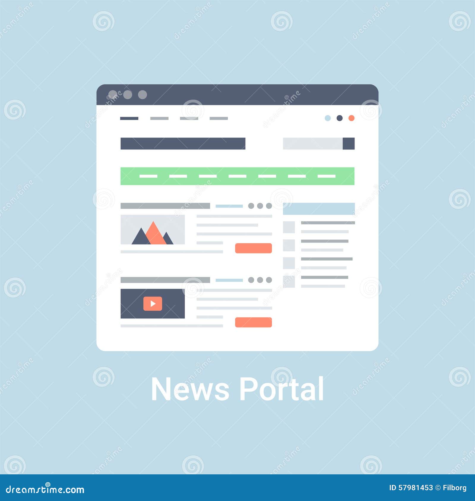 News Portal Wireframe stock vector. Illustration of information - 57981453