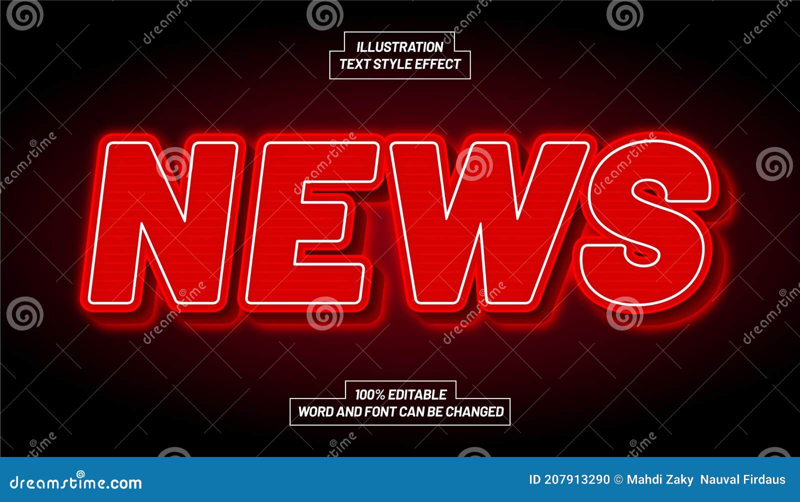 News Red Light Text Style Effect Stock Vector - Illustration of ...