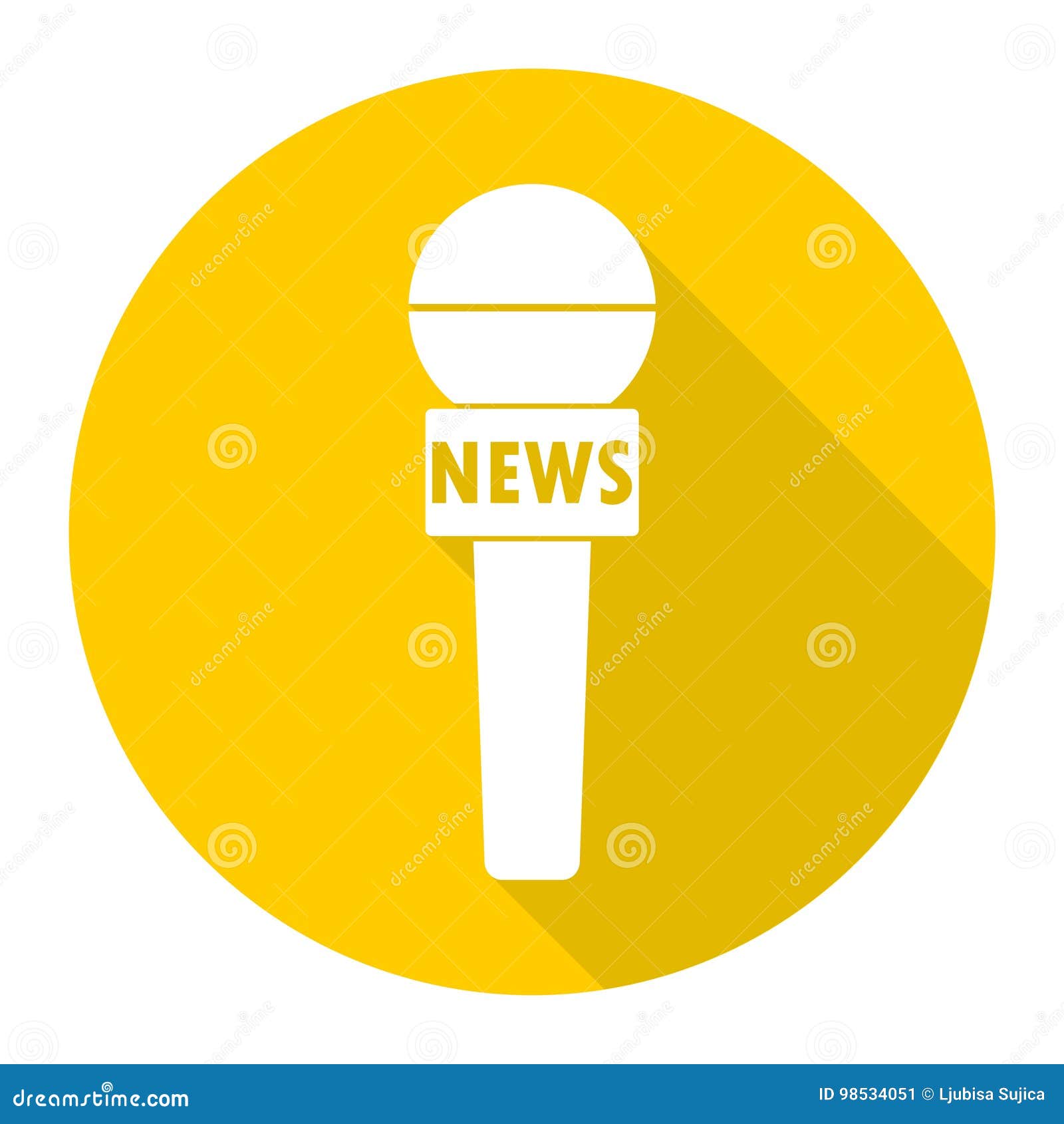 News Reporter Microphone Icon with Long Shadow Stock Vector ...