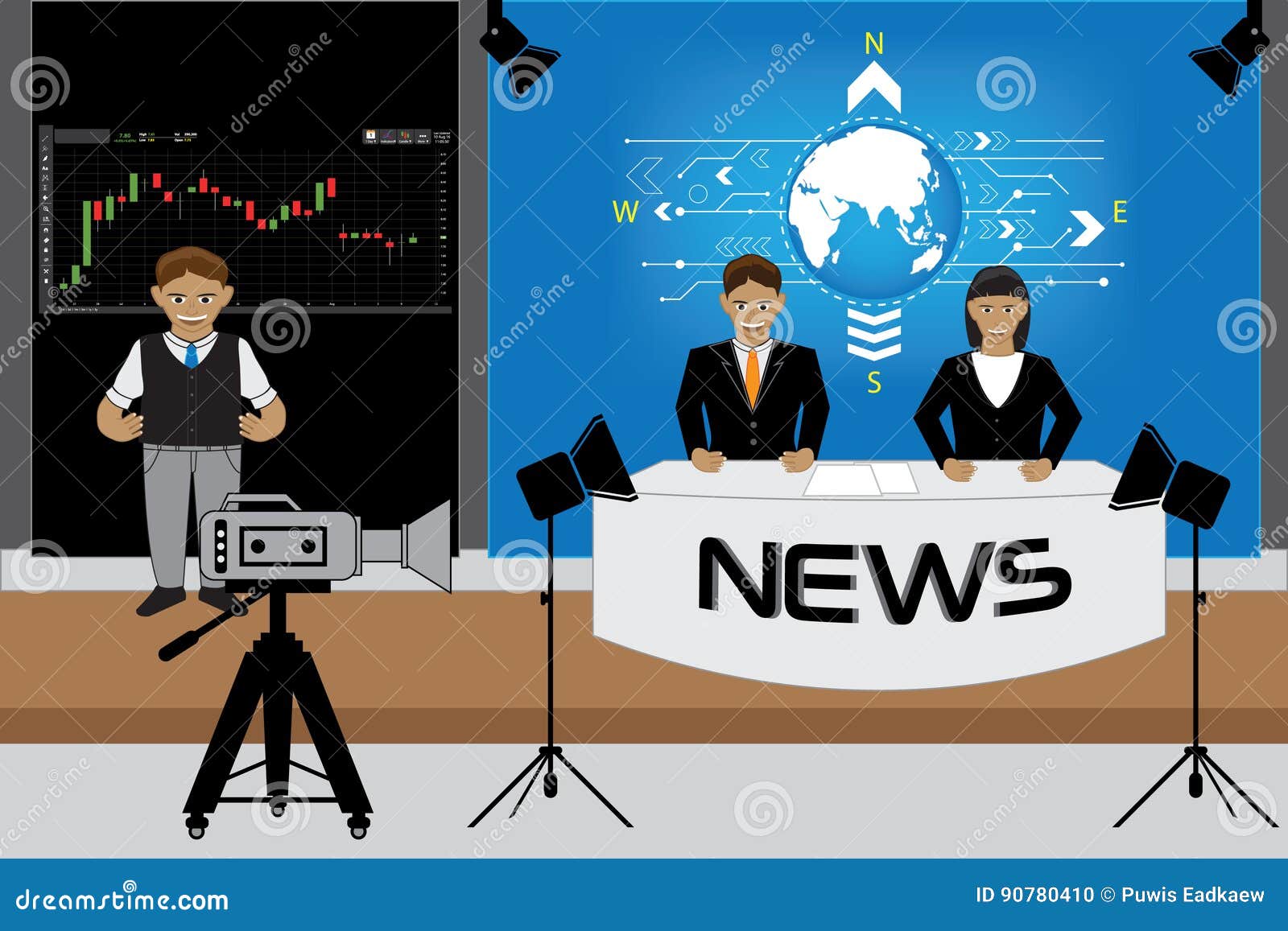 NEWS room stock vector. Illustration of broadcasting - 90780410