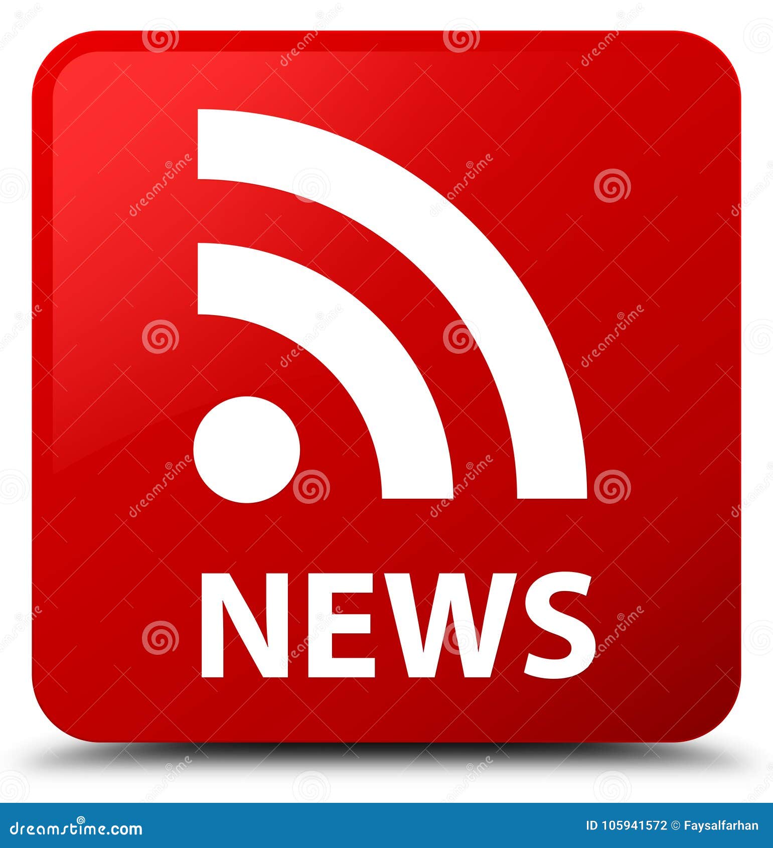 News (RSS Icon) Red Square Button Stock Illustration - Illustration of ...