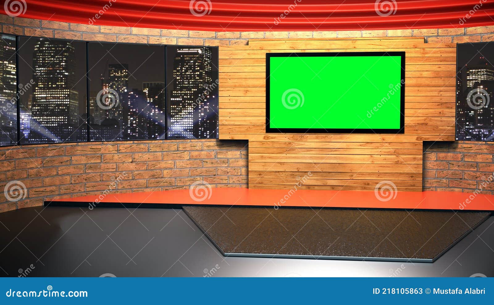3D Virtual News Studio Background, 3d Illustration Stock Illustration ...