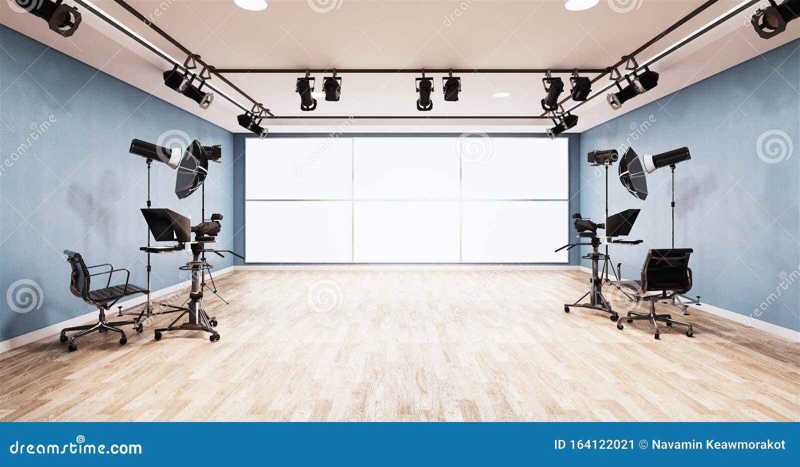 Tv Studio. Blue Studio. Backdrop For TV Shows .TV On Wall. Stock ...