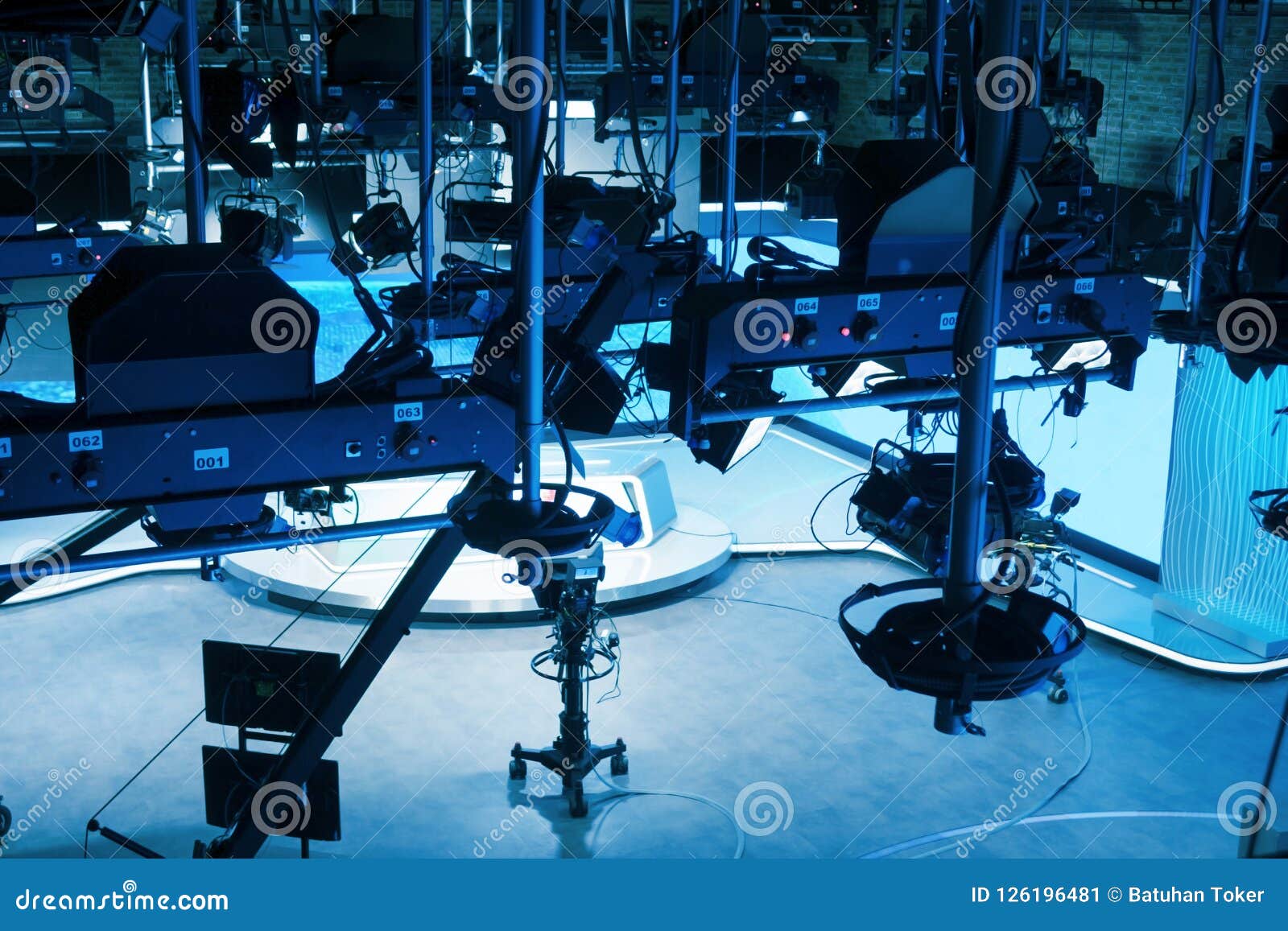 NEWS Studio with Light and Camera Equipment Ready Stock Image - Image ...