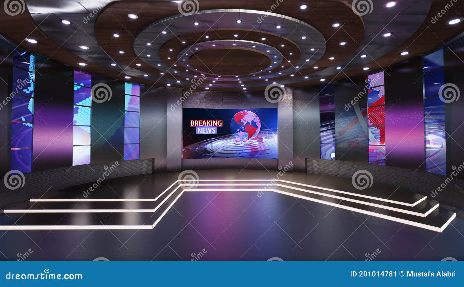 TV studio 3d rendering stock illustration. Illustration of studio ...