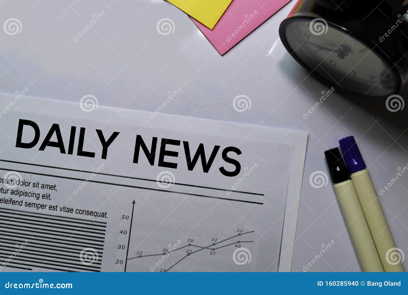 Daily News Text in Headline Isolated on White Background. Newspaper ...